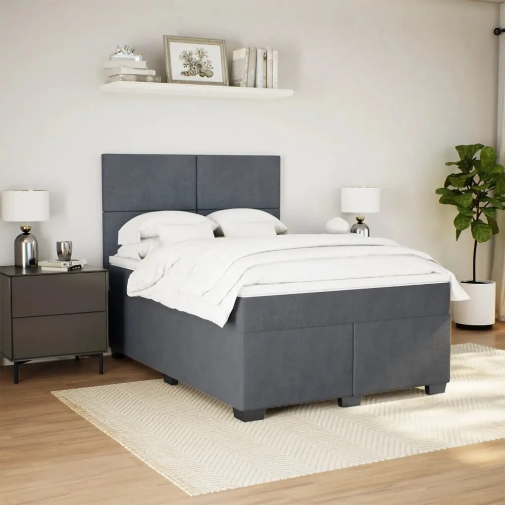 Box spring postel s matrací tmavě šedá 140x200 cm samet 3290925