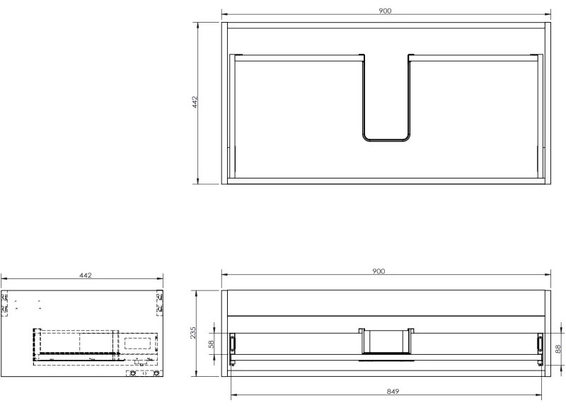 Mexen Orio, koupelnová skříňka 90 cm s umyvadlem Otis, 1 zásuvka, bílá matná, 91A10-09023-1-BF01-W18M01