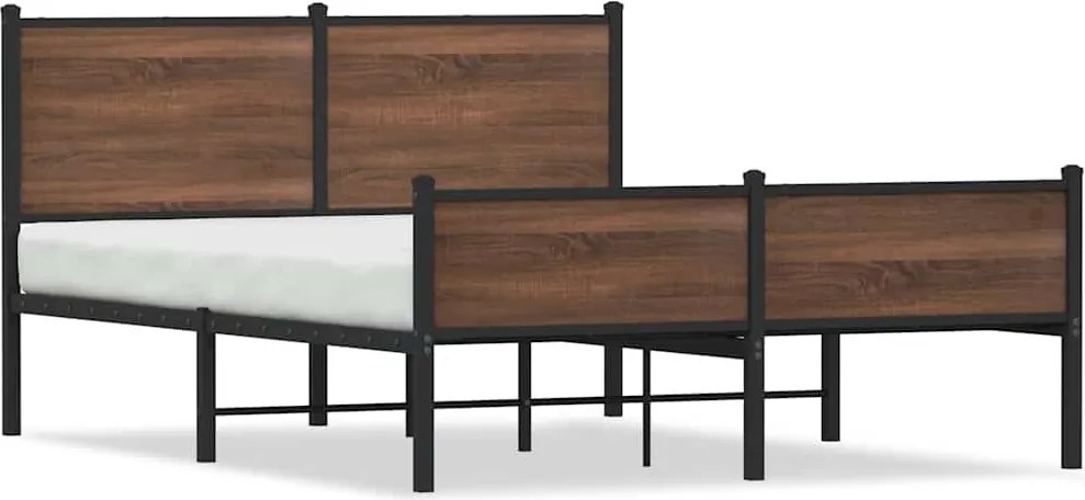 Kovový rám postele bez matrace hnědý dub 150 x 200 cm 3301413