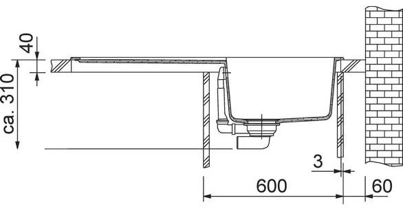 Franke Basis BFG 611 Granitový dřez s odkapem oboustranné provedení, 97x50cm, kašmír, 114.0494.758