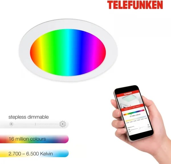 Telefunken 309406TF - LED RGBW Stm. podhledové svítidlo FRAME LED/12W/230V bílá
