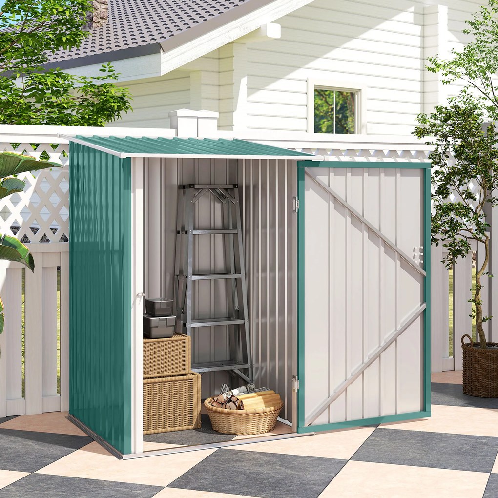 Zahradní kůlna Outsunny 0,92 m² 100x103x160 cm - Kovová kůlna se 1 dveřmi a zámkem na nářadí pro terasu