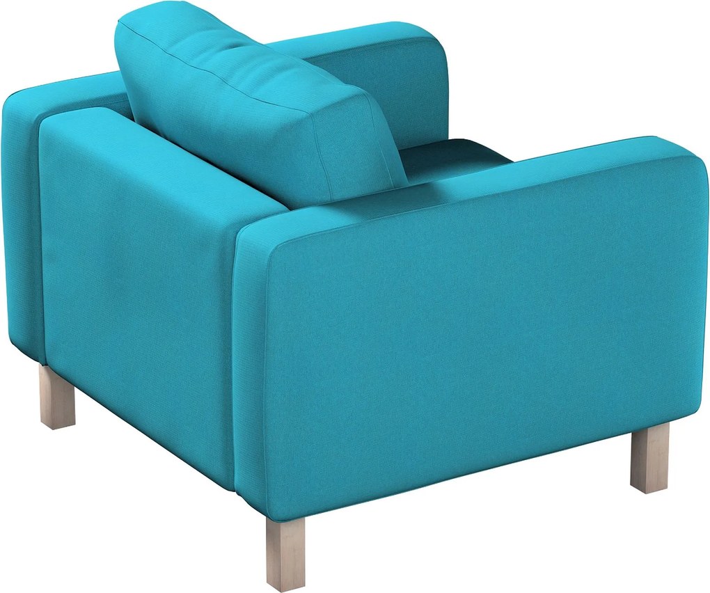 Potah na křeslo IKEA Karlstad, krátký barva modrá látka pletený vzor