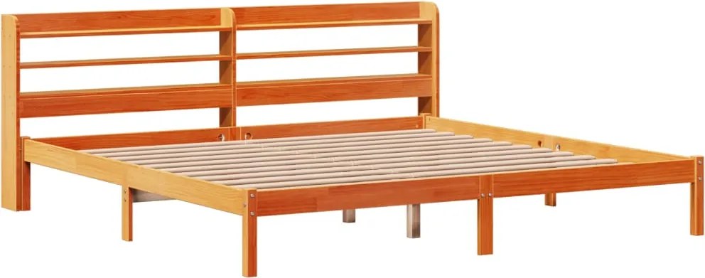 Rám postele s čelem voskově hnědý 200x200 cm masivní borovice 3306563