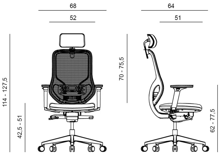 Kancelářská ergonomická židle ATOMIC — látka / síť, černá, nosnost 130 kg