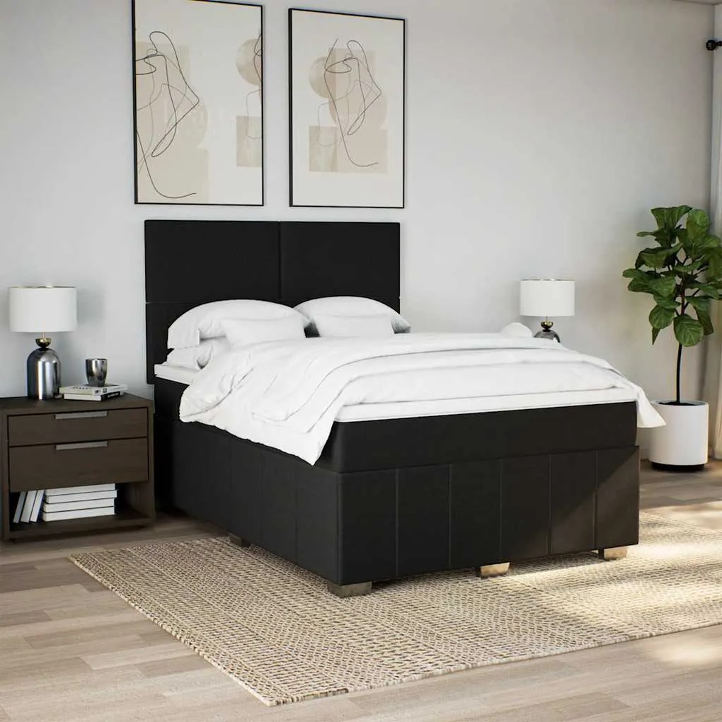 Box spring postel s matrací černá 140x200 cm textil 3293986