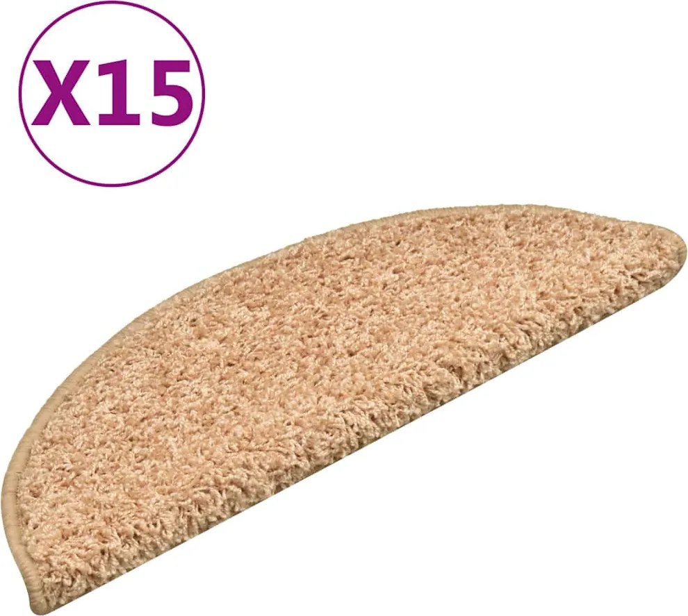 Schodové rohože 15 ks 56 x 17 x 3 cm zlaté půlkulaté 322378