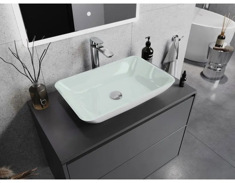 Mexen Megan, skleněné umyvadlo na desku 56 x 36 x 11 cm, bílá, 24135630