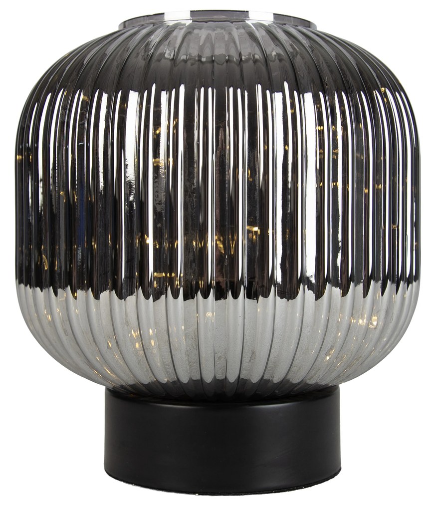 Stolní lampa Art Deco černá s kouřovým sklem vč. světelného kabelu E27 - Karel