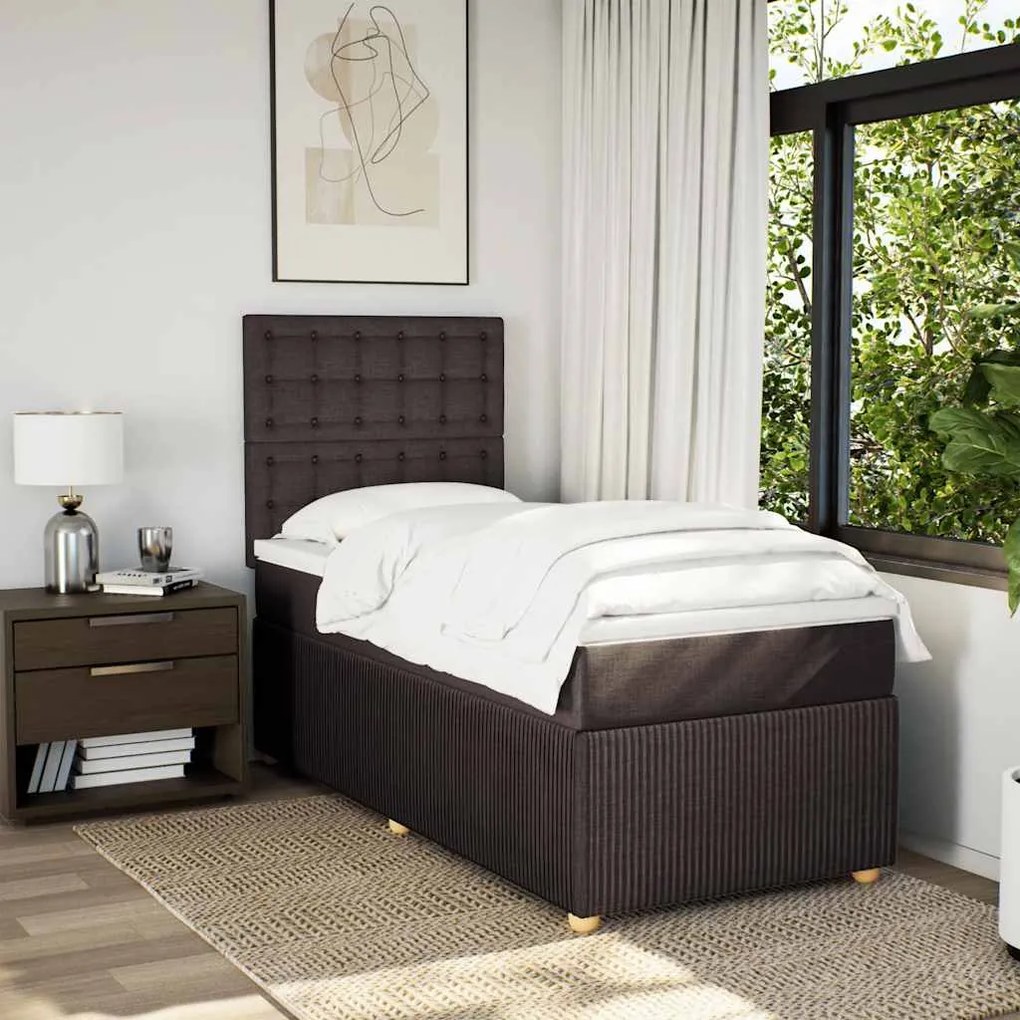 Box spring postel s matrací tmavě hnědá 90x200 cm textil 3291956