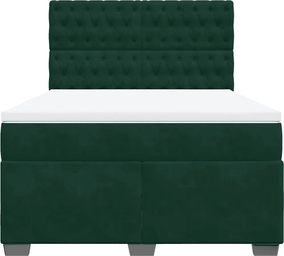 Box spring postel s matrací tmavě zelená 160x200 cm samet 3293263
