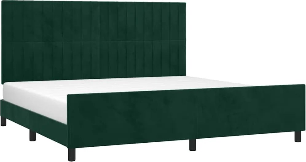 Rám postele bez matrace tmavě zelená 200 x 200 cm samet 3125900