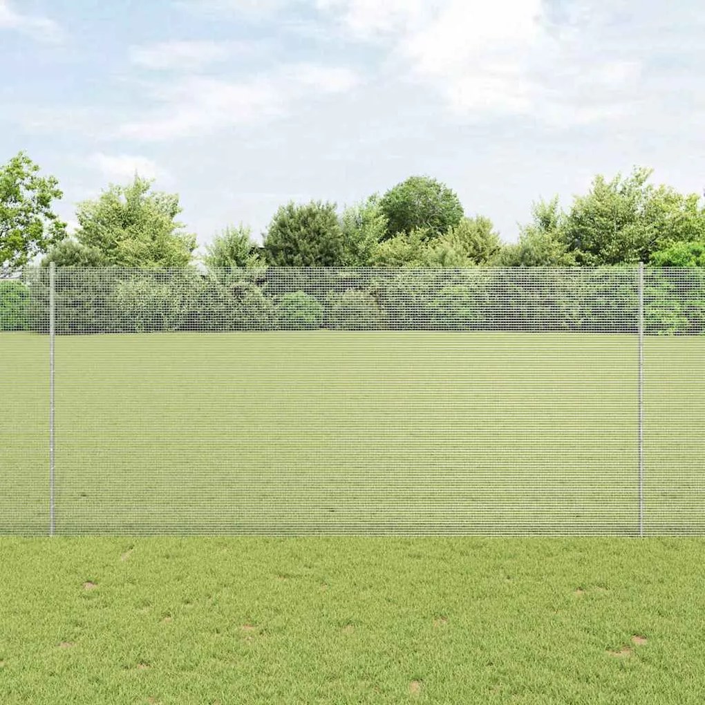 Svařovaná drátěná plotovina s tyčkami 10 x 1,4 m Stříbrná 3336333