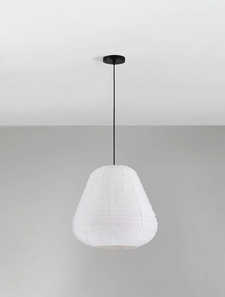 Bílé lněné závěsné svítidlo ø 50 cm Linnet – Nova Luce