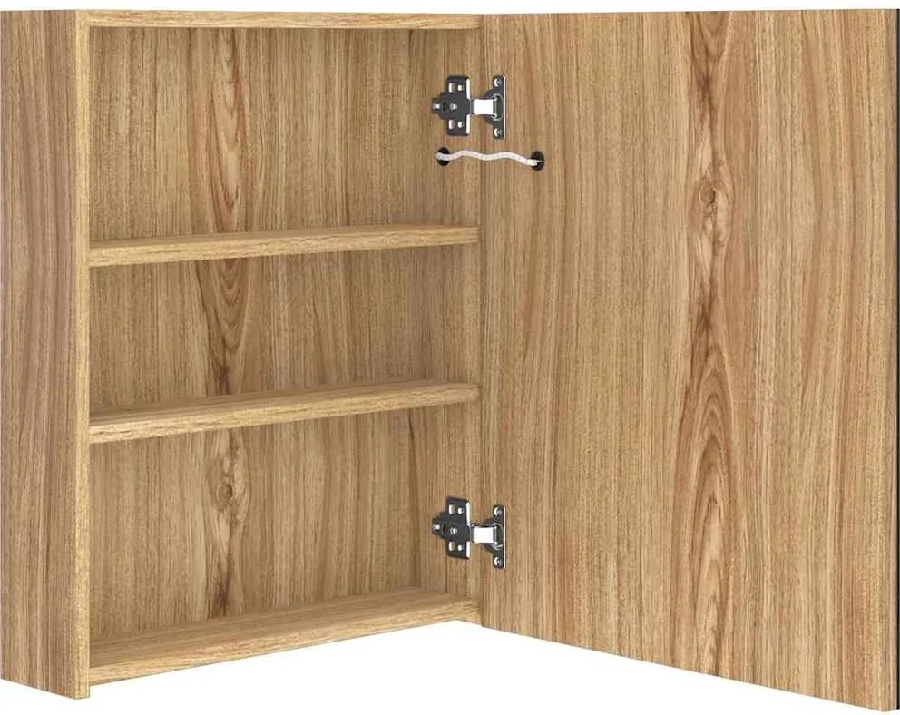 LED koupelnová skříňka se zrcadlem dub 50 x 14 x 60 cm 326484