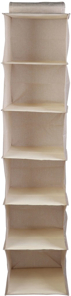 Závěsný organizér na oblečení Compactor SANDY 30 x 30 x 105 cm – 6 polic, béžový