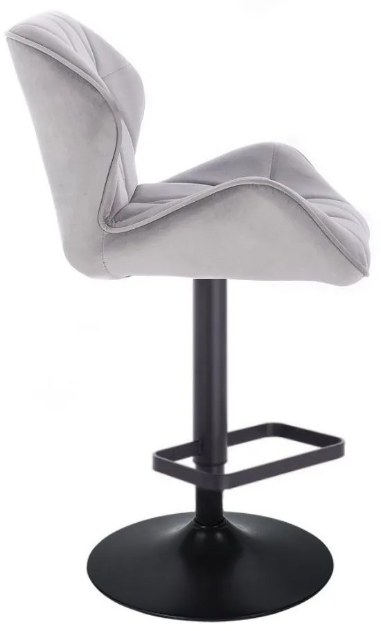 LuxuryForm DESIGN Barová židle MILANO VELUR na černé kulaté podstavě - světle šedá