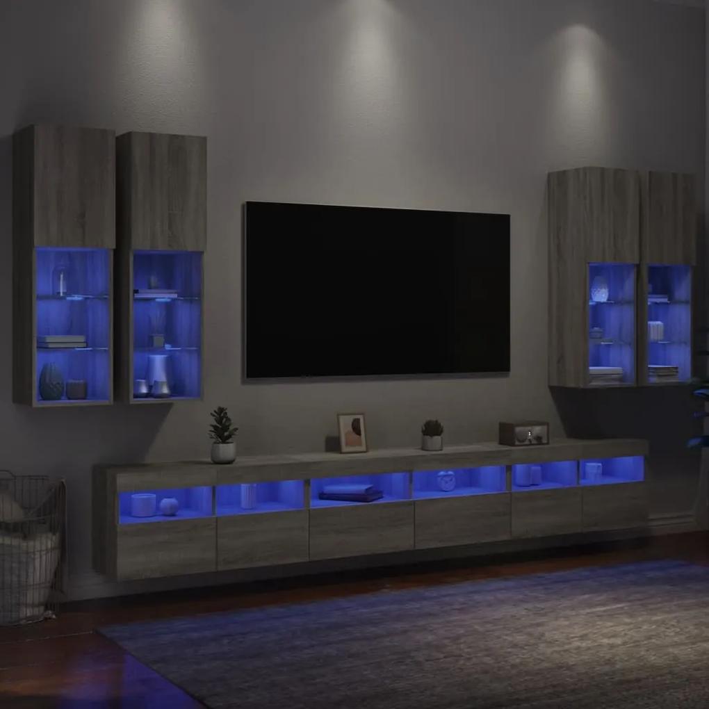 7dílná obývací stěna s LED osvětlením šedá sonoma - Default Title