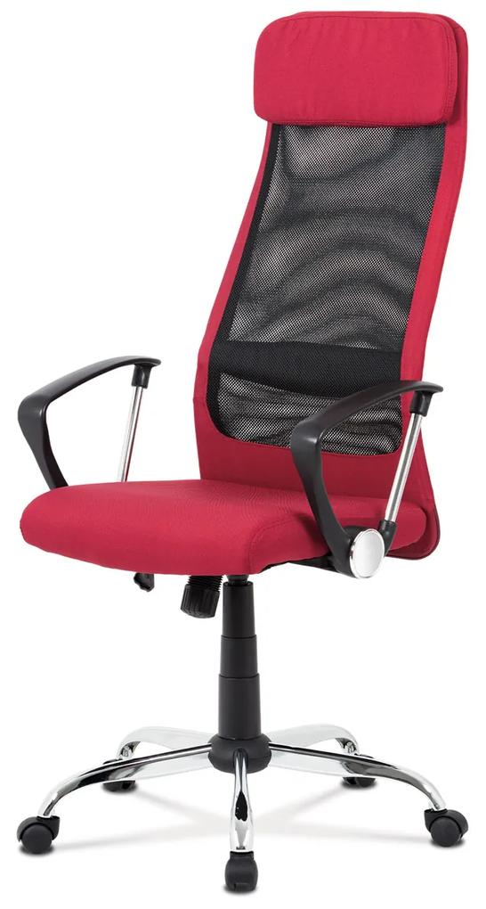 Kancelářská židle, bordó látka a černá síťovina MESH, houpací mech., kovový kříž - KA-V206 BOR