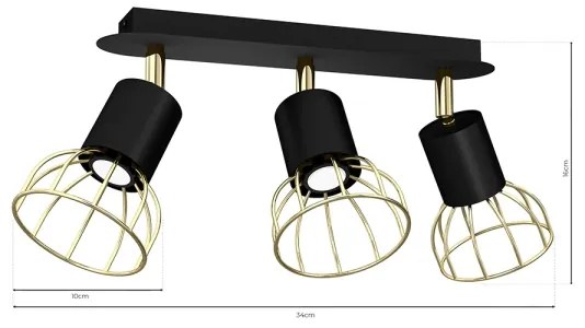 Bodové svítidlo DANTE 3xGU10/25W/230V černá/zlatá