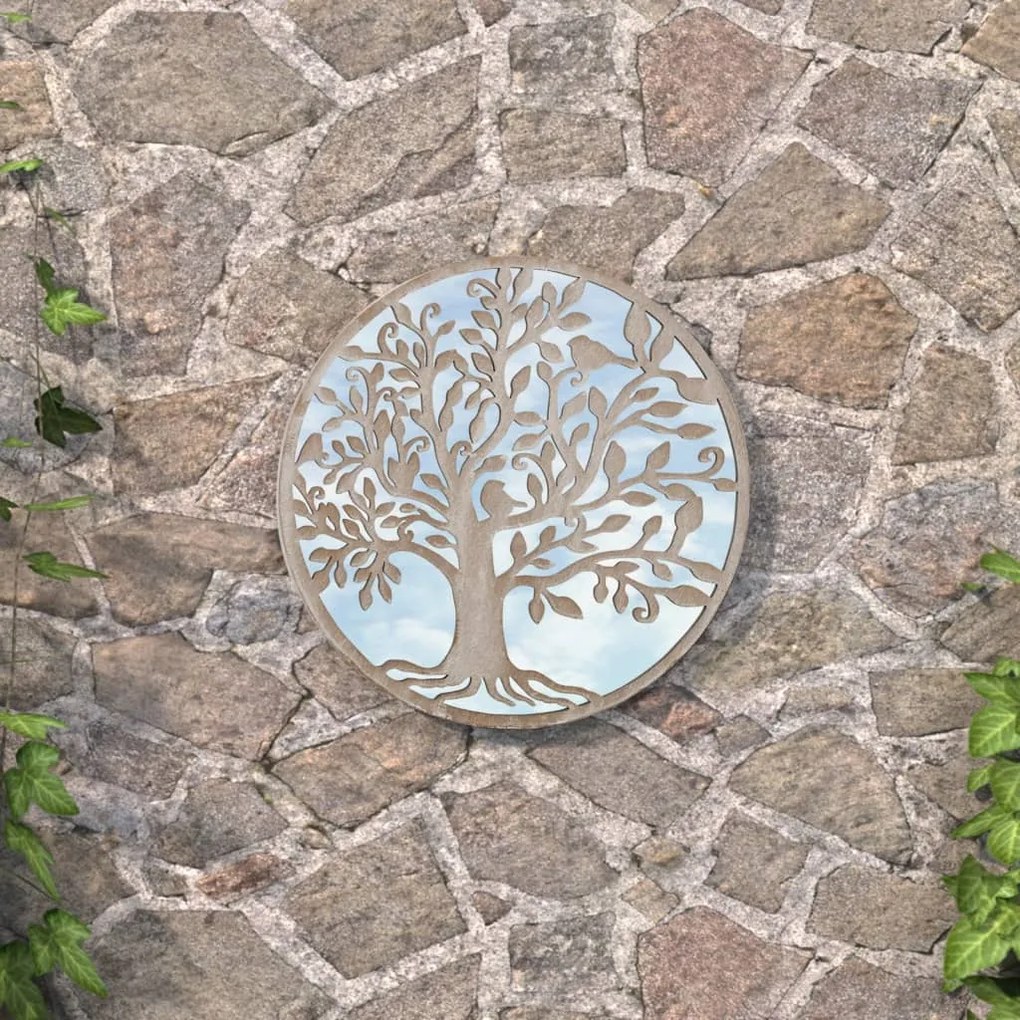 Zahradní zrcadlo pískové 40 x 2,5 cm železo kulaté do exteriéru 318369