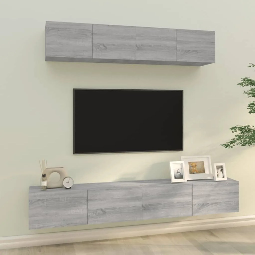 4dílný set TV skříněk šedý sonoma kompozitní dřevo 3114540