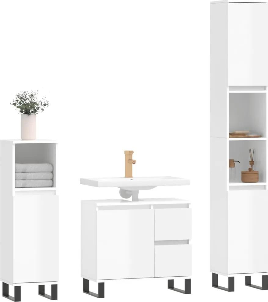 vidaXL 3dílný set koupelnového nábytku kompozitní dřevo [3190231] Barva: Černá