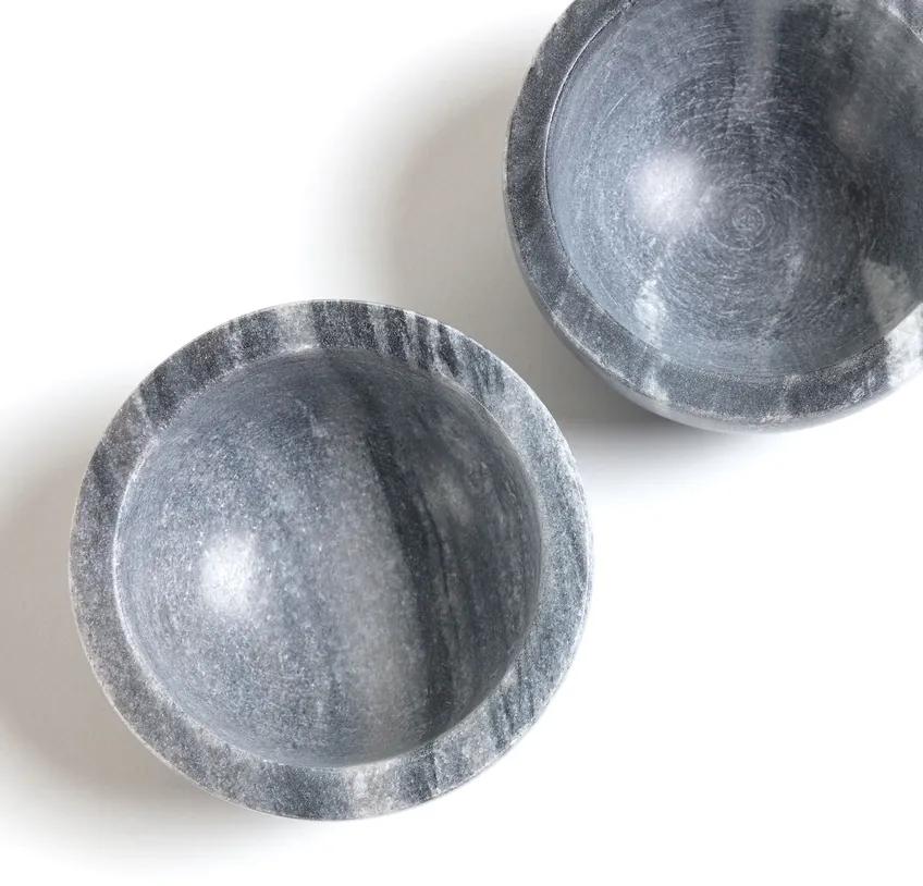 Sada dvou šedých mramorových misek Kave Home Callhan 7,5 cm