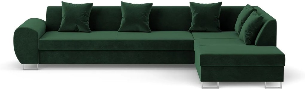 KOOKO HOME Rohová rozkládací sametová pohovka s úložným prostorem Adagio XL pravý roh