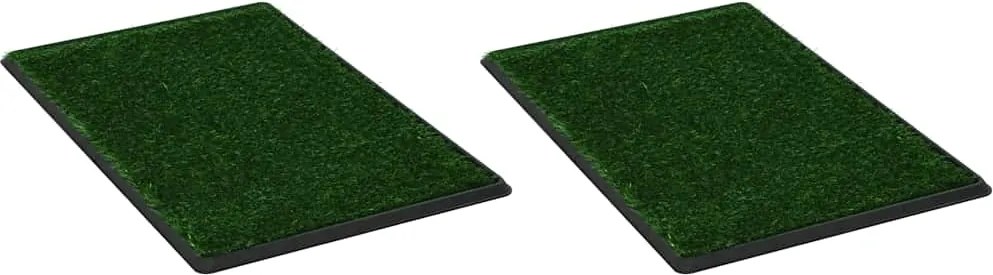 Toalety pro psy 2 ks s nádobou a umělou trávou zelené 76x51x3cm 170770