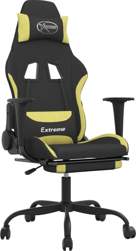 vidaXL Masážní herní židle s podnožkou černá a textil [345486] Barva: krémová