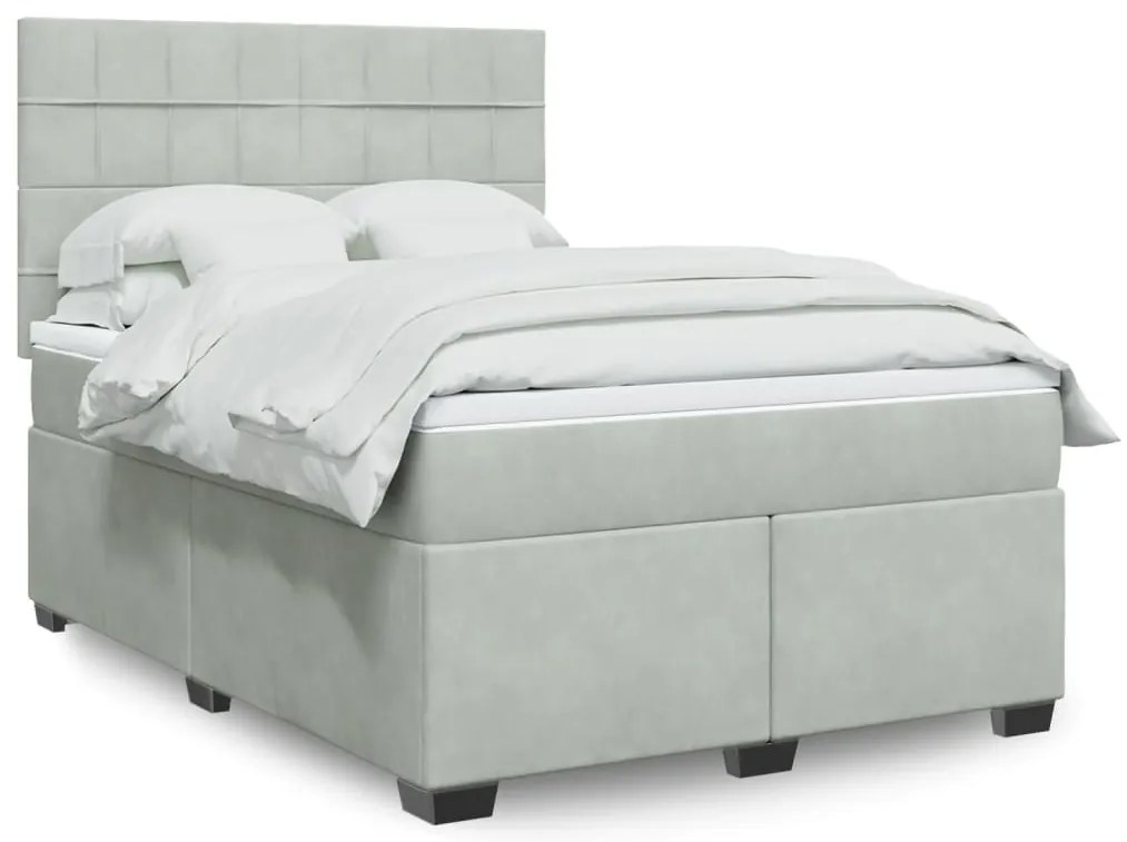 Box spring postel s matrací světle šedá 140x190 cm samet 3293206
