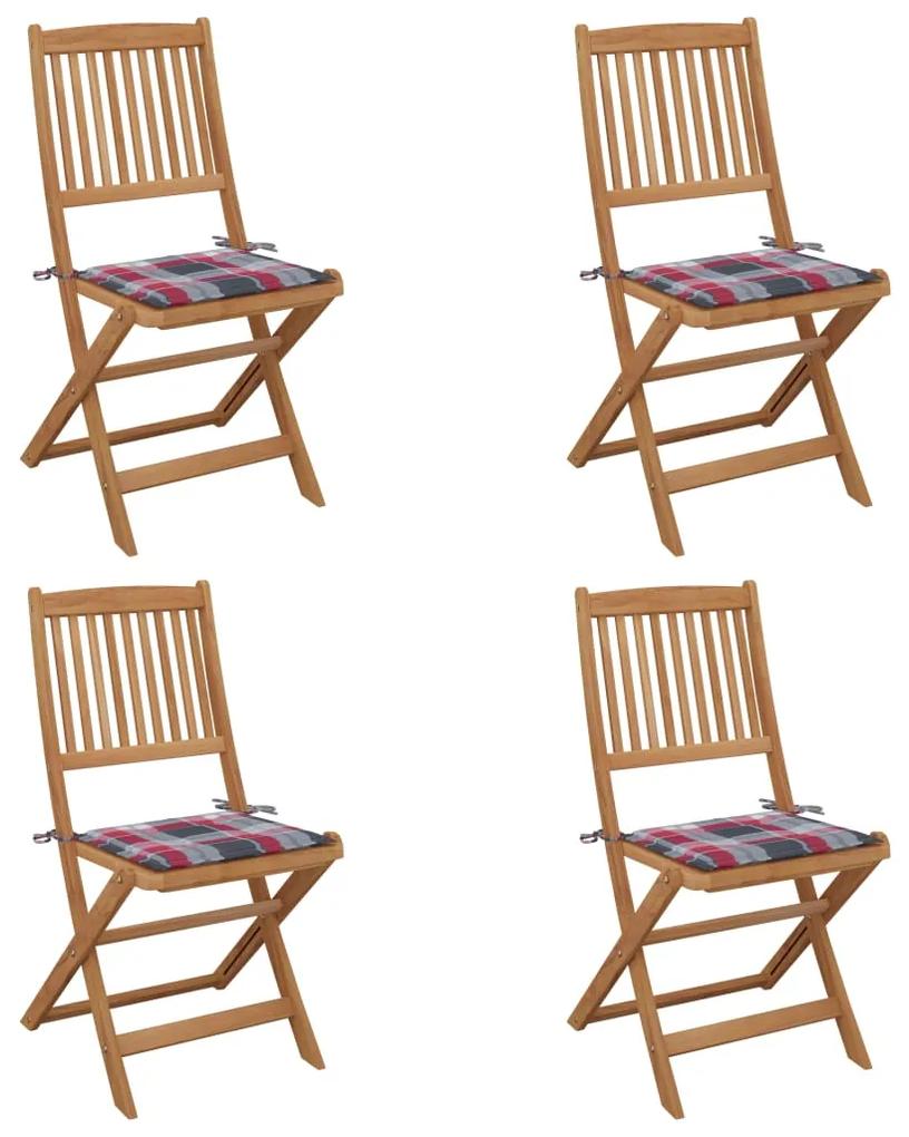 3064684 vidaXL Skládací zahradní židle s poduškami 4 ks masivní akáciové dřevo