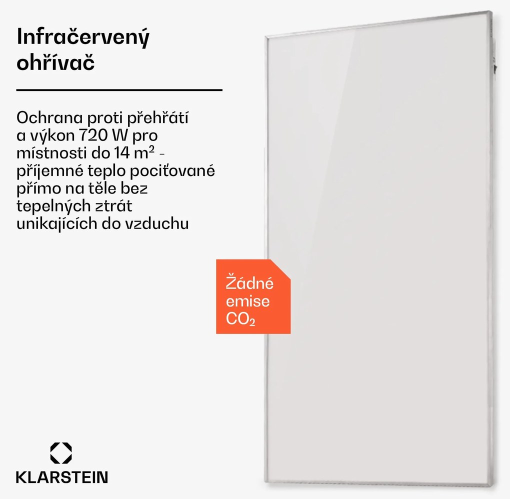 Klarstein Wonderwall Smart infračervený ohřívač 60x120cm App 720W časovač IP24