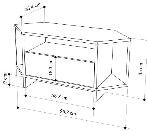 Rohový TV stolek Houseland Viva šedo-zelený