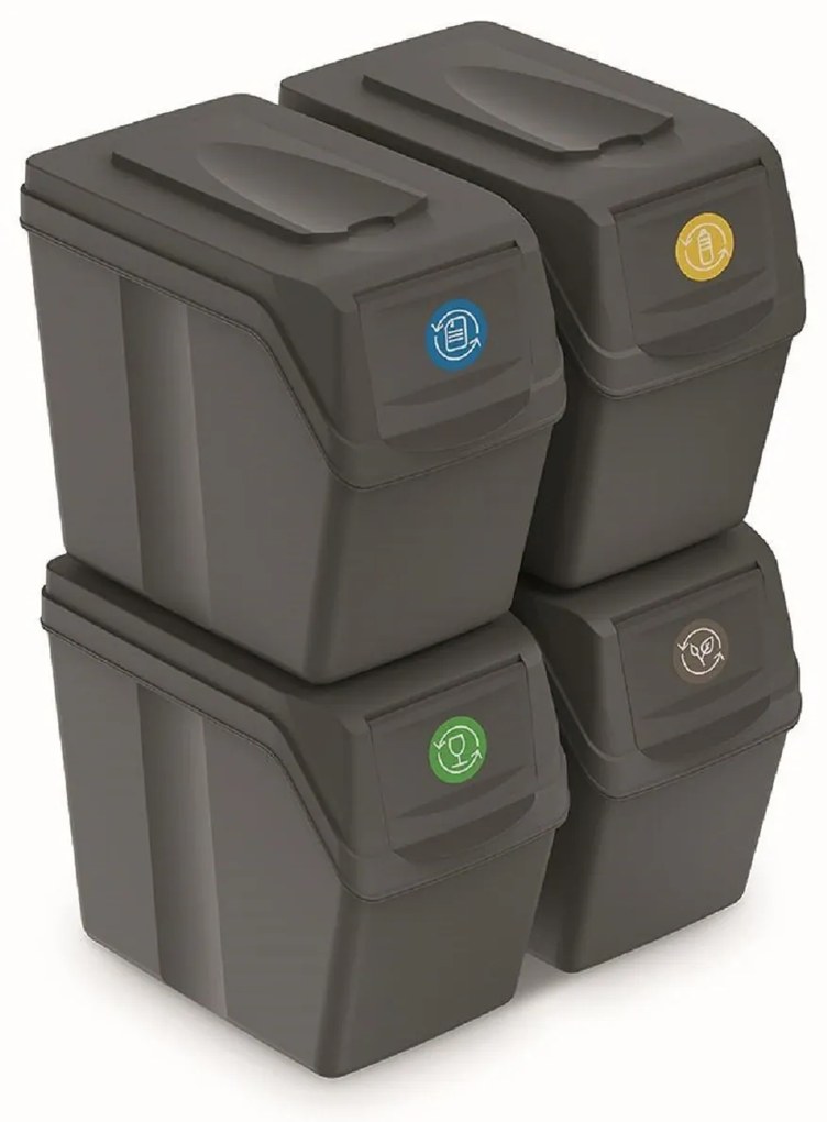 PROSPERPLAST Sada odpadkových košů SORTIBOX, 4x20l