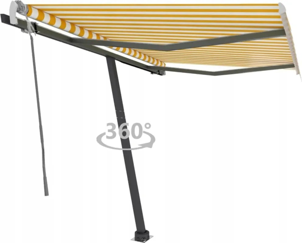 Fionshop 262778594 Volně stojící ručně zatahovací markýza 350 x 250 cm žl