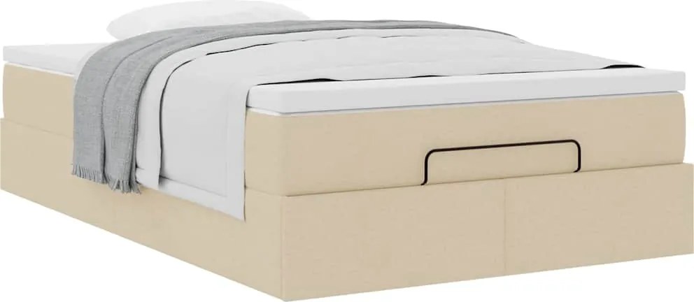 Osmanský rám postele s matrací krémově 120x190 cm textil 3311097