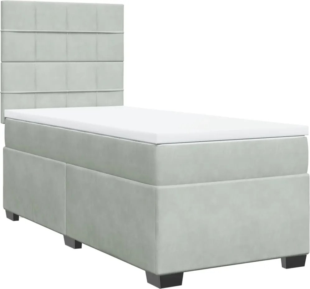 Box spring postel s matrací světle šedá 80 x 200 cm samet 3290762
