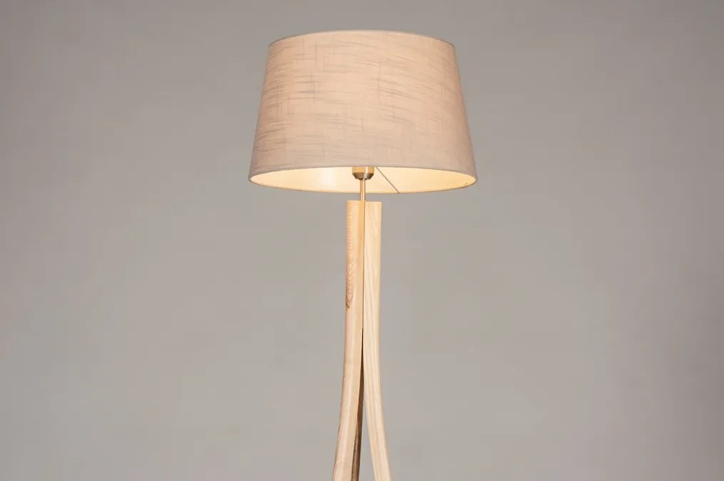 Stojací designová lampa Arbon Dark Taupe and Natur Wood