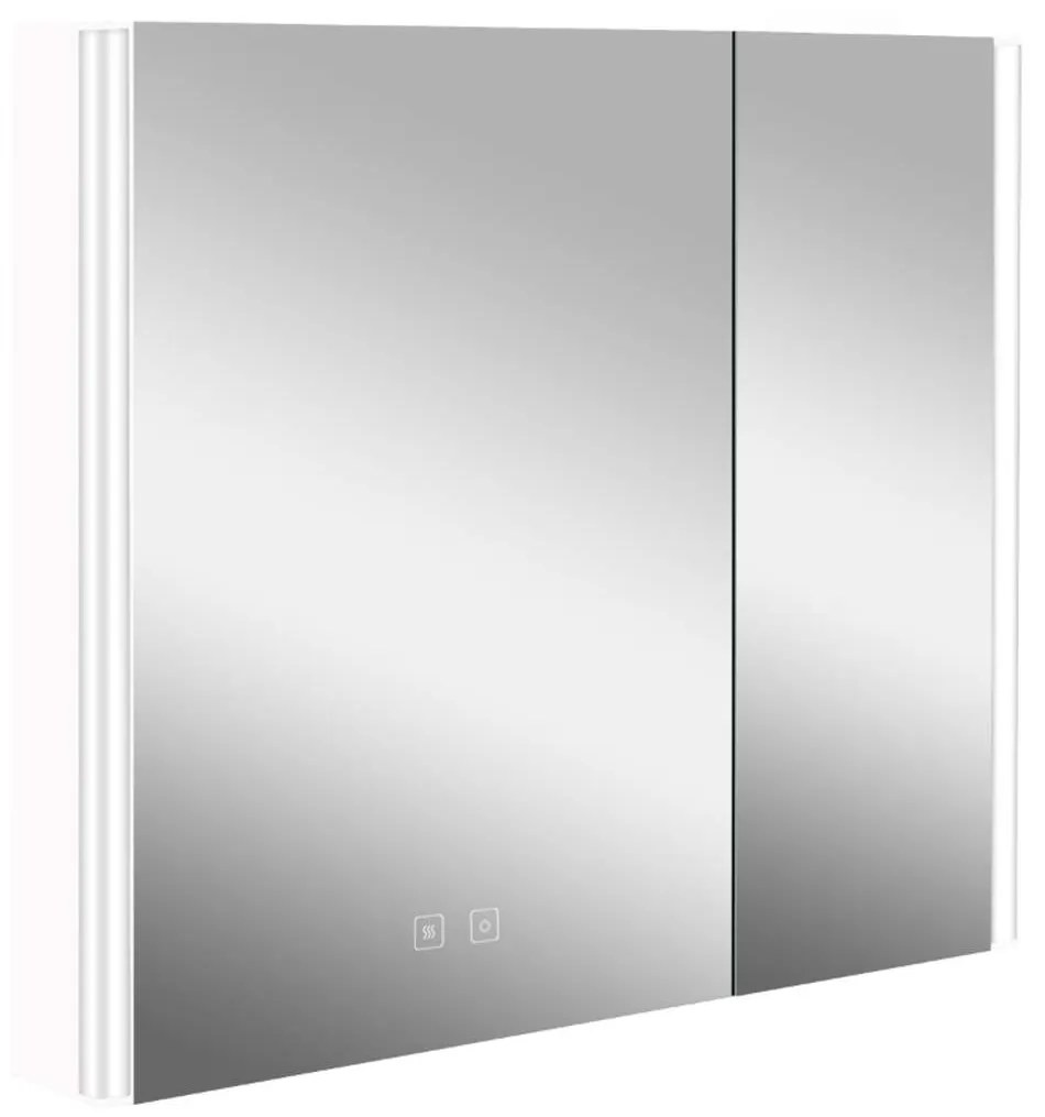 kielle Arkas I - Zrcadlová skříňka s LED osvětlením, vyhříváním a USB portem, 80x70x13 cm, bílá 50111810