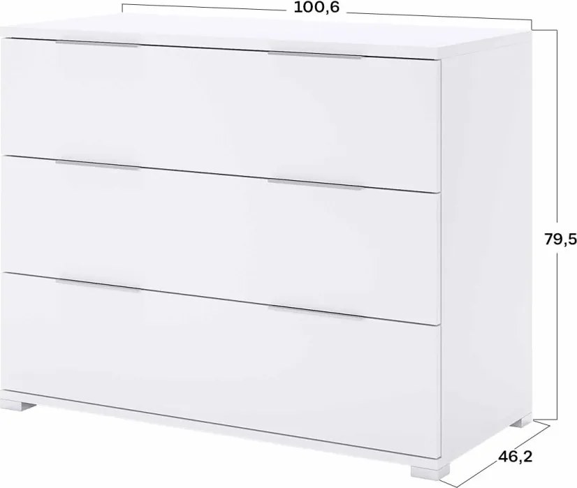 Komoda 3šx Super Mat Bílá Barton