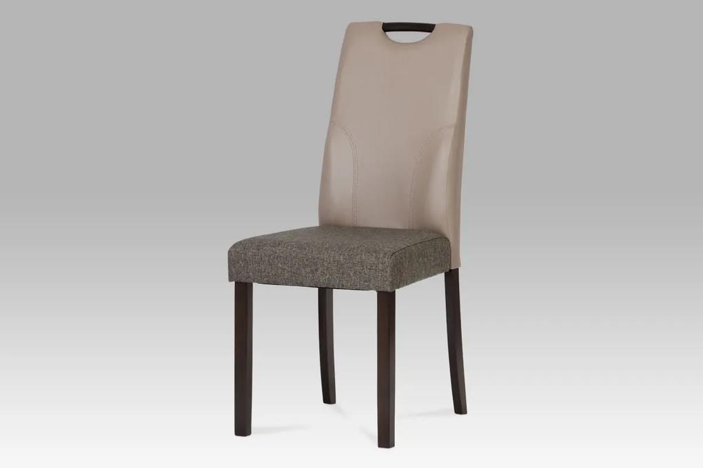 Jídelní židle wenge / opěradlo koženka CAPUPUCCINO, sedák látka šedá | BIANO