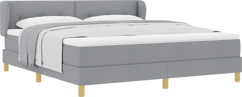 Postel s boxspringem s čelo Světle šedá 180 x 200 cm textil 3340227