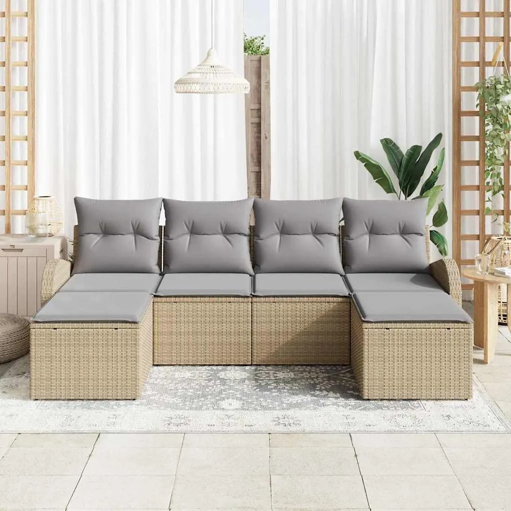 Set pohovek 6 ks Beige a světle šedá polyratan 3354819