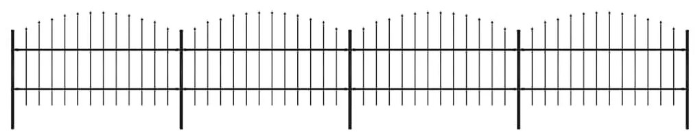 Zahradní plot s kopím nahoře ocelový 671 x 100 cm černý 277715