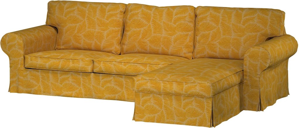 Potah na pohovku IKEA Ektorp 2-místná s lenoškou barva žlutá látka pletený vzor, vzorované