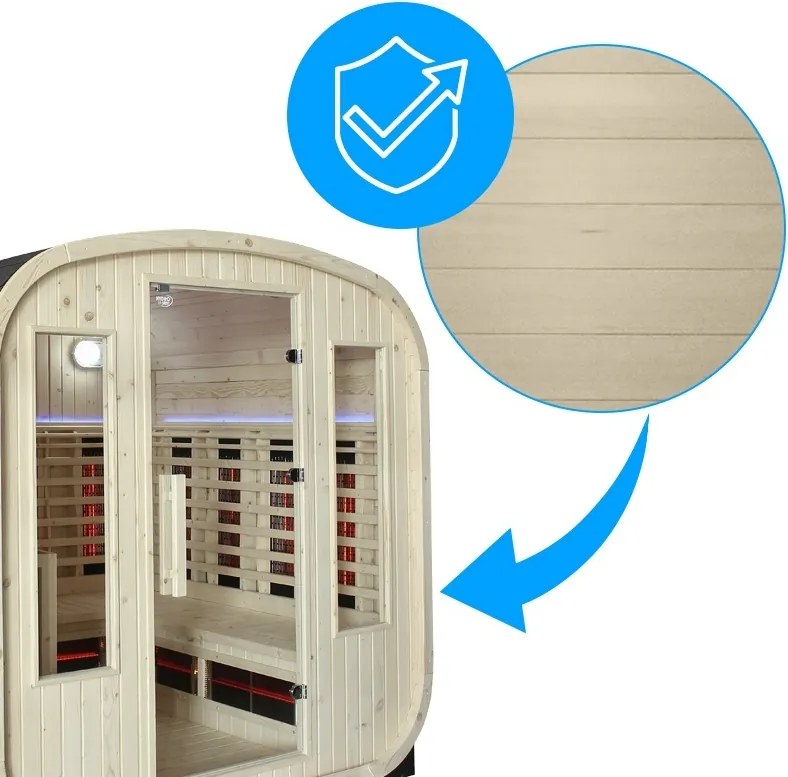 BPS-koupelny Zahradní kombinovaná sudová sauna 2v1  - Infrasauna + finská sauna 200x200, 4-6 osob