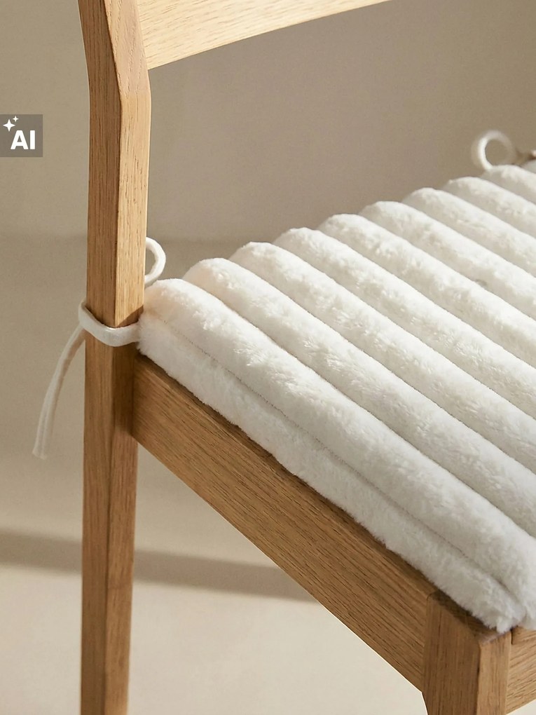 Sinsay - Žebrovaný podsedák na židli z imitace kožešiny - krémová