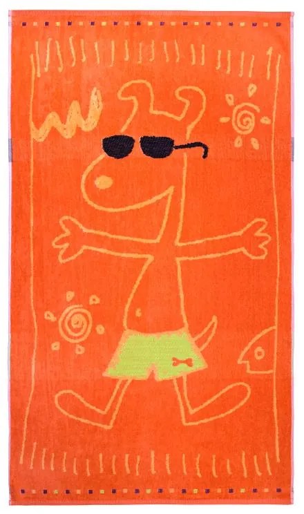 SCANquilt plážová osuška VELUR snoopy oranžová 70 x 125/130 cm